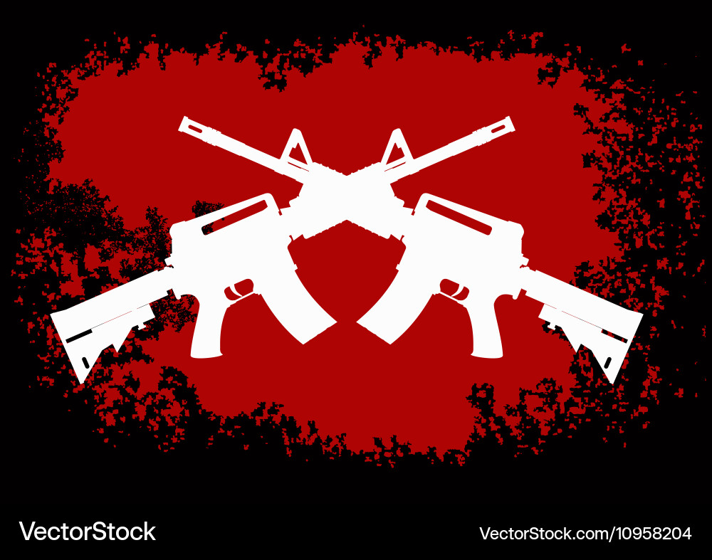 Crossed Assault Guns - Red Background Royalty Free Vector