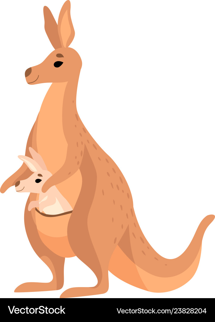 Cute Brown Kangaroo with Joey Royalty Free Vector Image