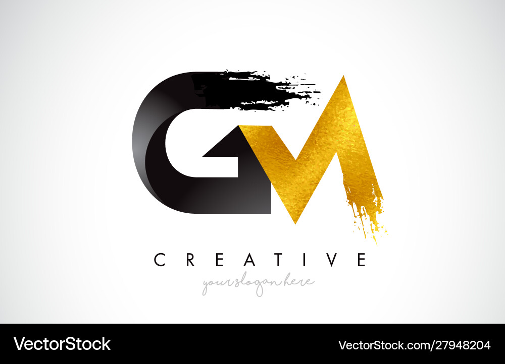 Gm letter design with brush stroke and modern 3d Vector Image