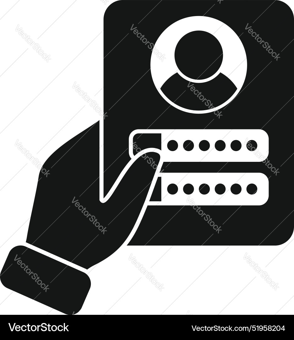 Hand holding id card entering password access Vector Image