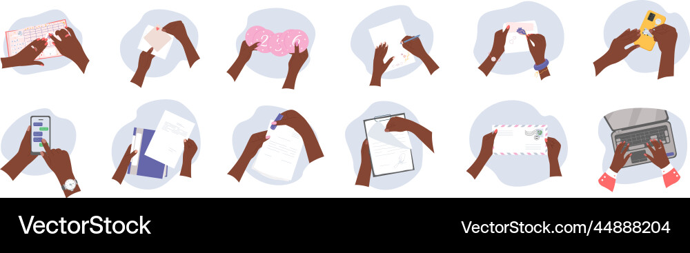 Hands flat set Royalty Free Vector Image - VectorStock