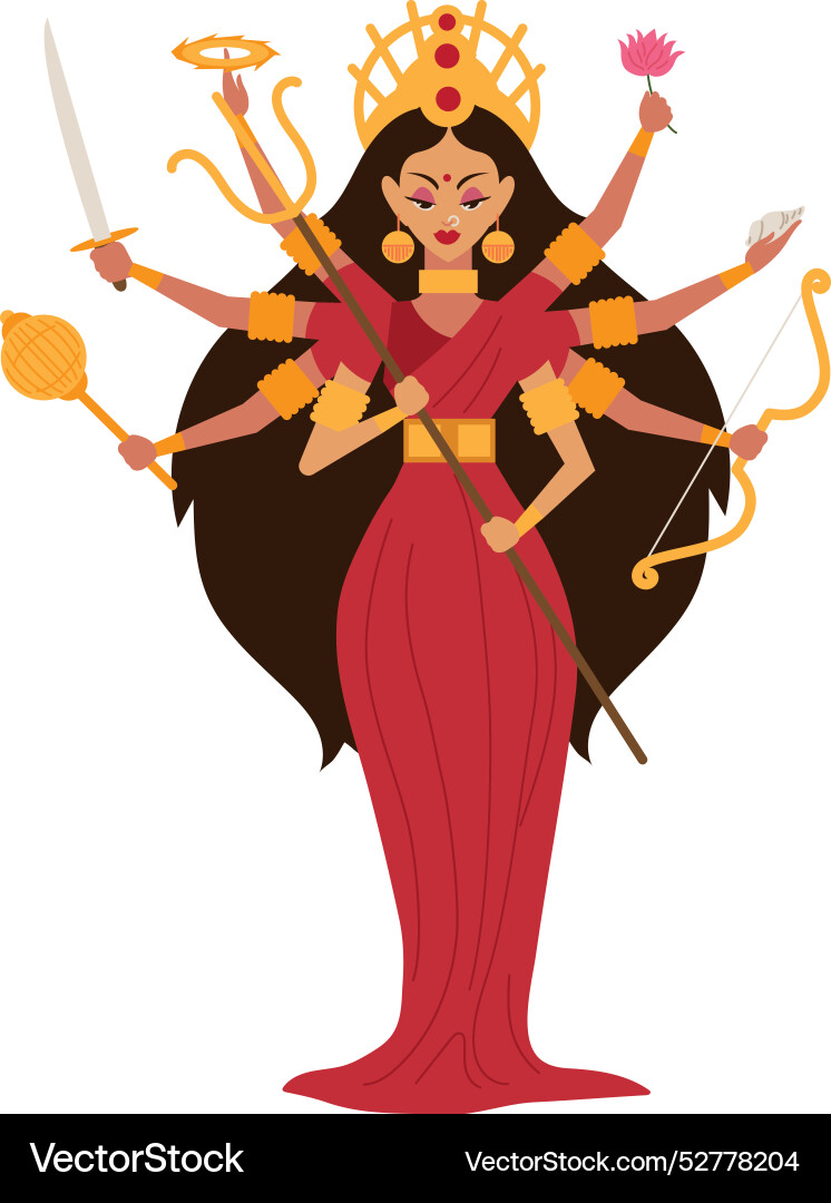 Hindu goddess durga Royalty Free Vector Image - VectorStock