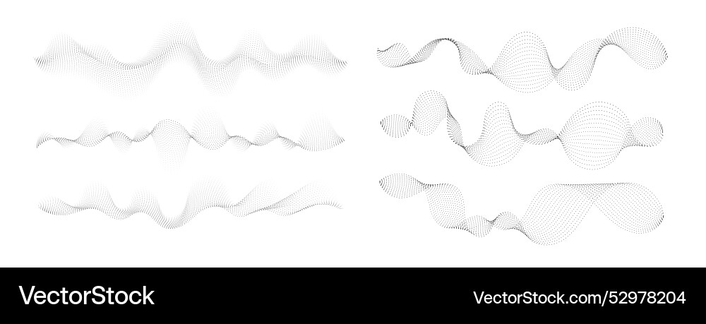 Set of black halftone waves on white background Vector Image