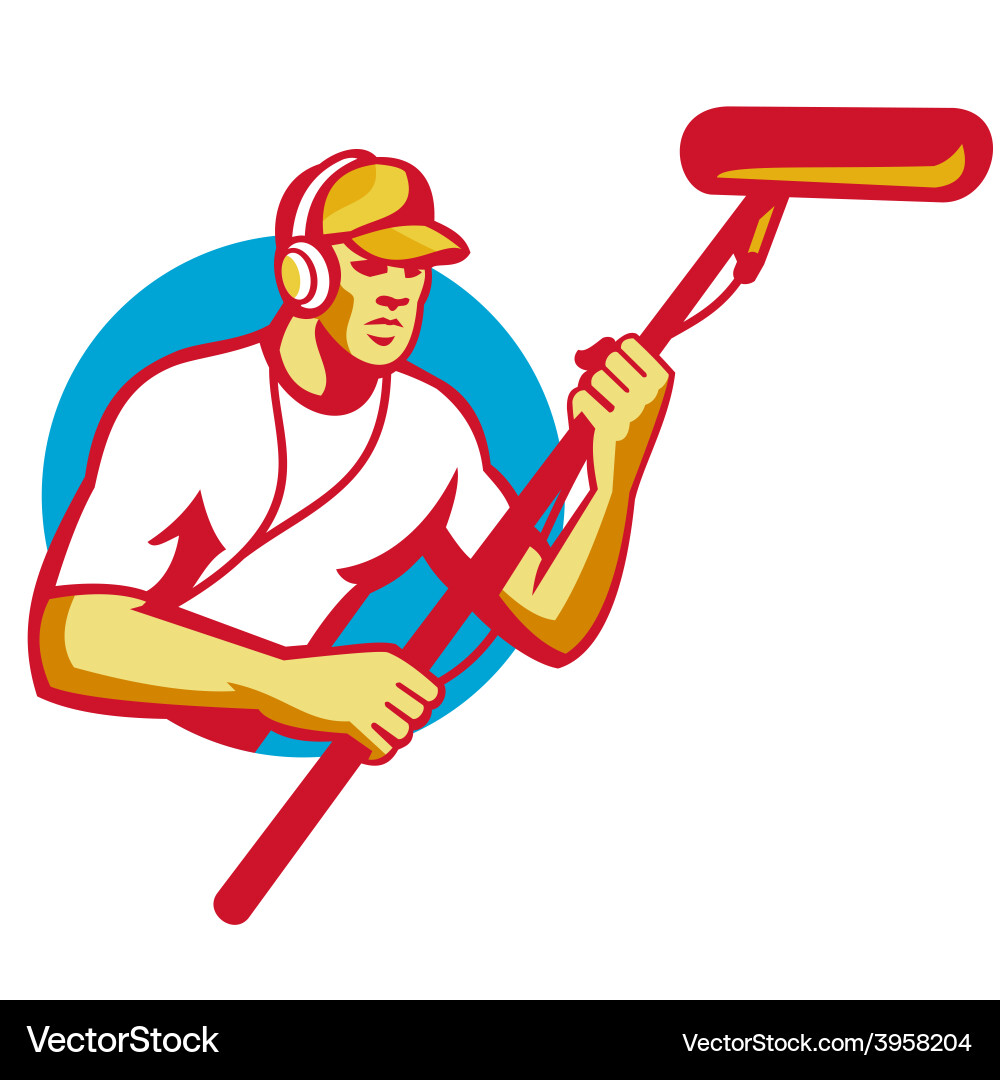 Soundman sound man with microphone retro Vector Image