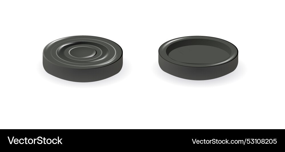 Black checkers chips 3d realistic round badge Vector Image