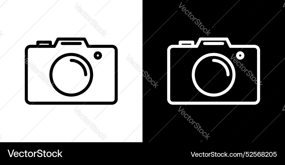 Camera icon set on white background Royalty Free Vector