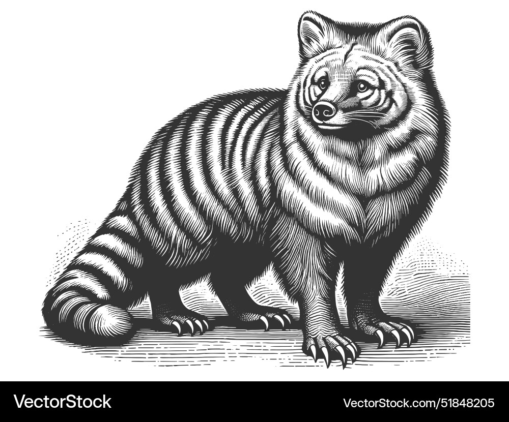 Fictional extinct animal engraving Royalty Free Vector Image