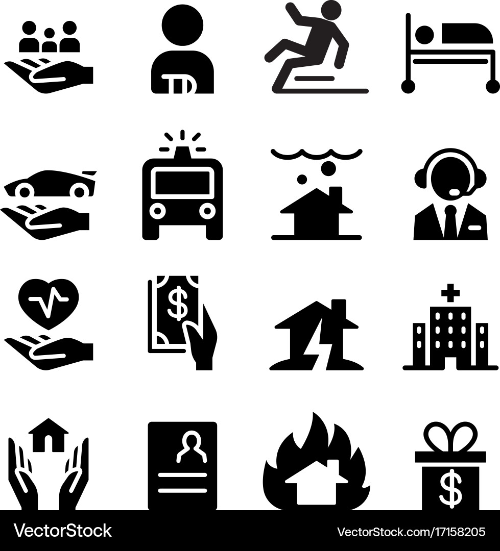 Insurance business icons Royalty Free Vector Image
