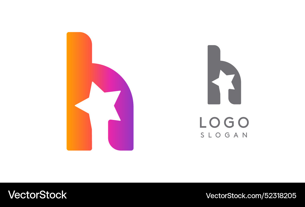 Letter h star vibrant gradient colored logo Vector Image