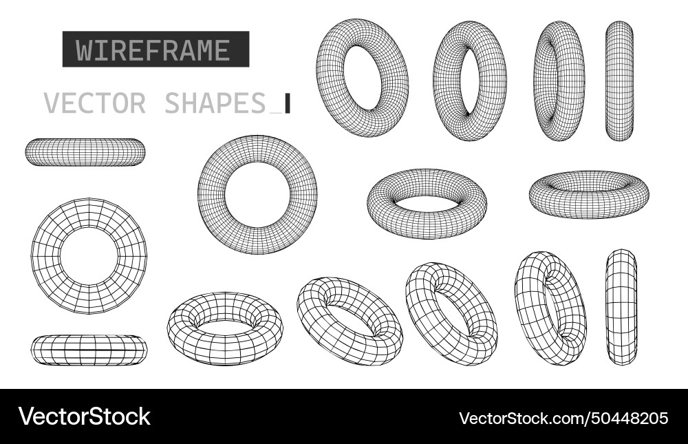 Perspective mesh torus grid retro futuristic Vector Image