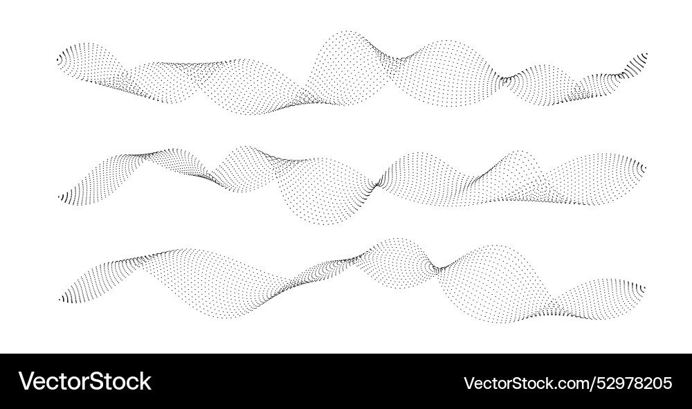 Set of black halftone waves on white background Vector Image