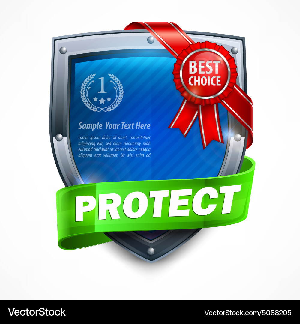 Shield with ribbon award Royalty Free Vector Image