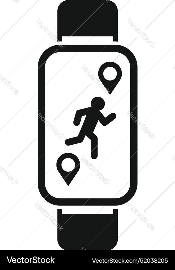 Smartwatch running app showing jogger on map icon Vector Image