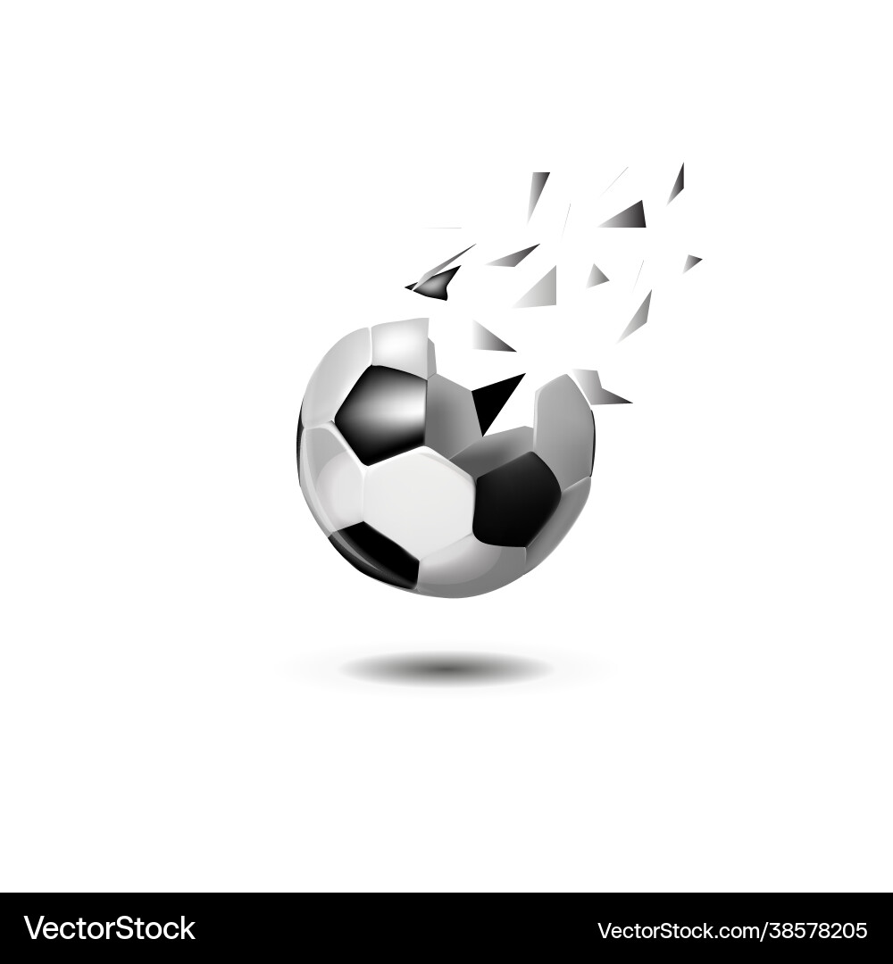 Soccer ball in a modern abstract style breaks up Vector Image
