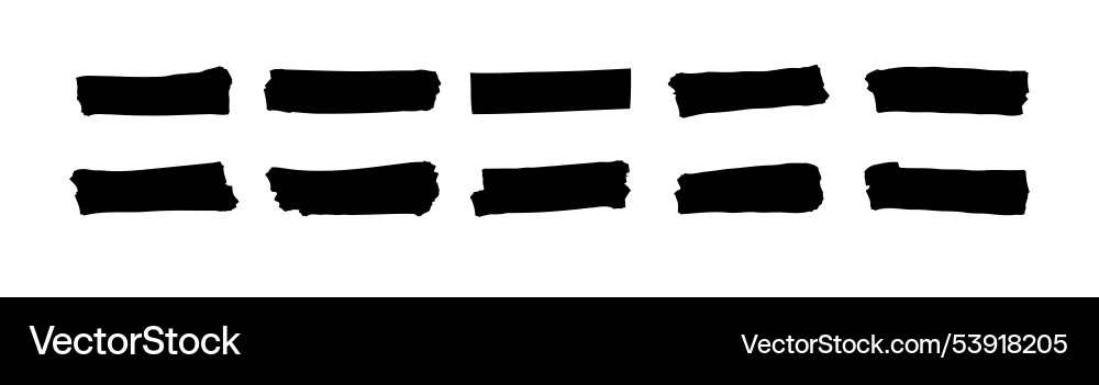 Solid black ink brush set bundle elements art Vector Image