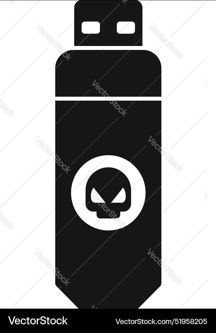 Usb flash drive showing skull icon representing Vector Image