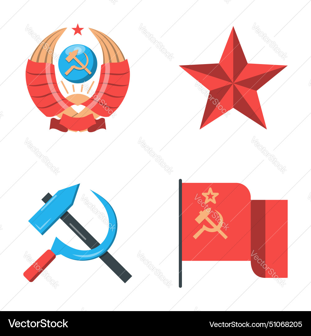 Ussr symbols flat icon set Royalty Free Vector Image