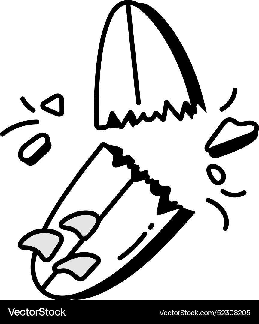 Weba hand drawn icon of broken surfboard Vector Image