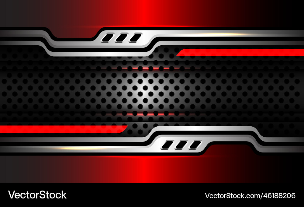 Abstract metallic red silver geometric cyber Vector Image