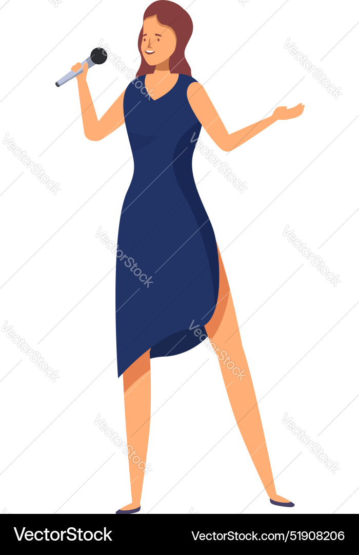 Beautiful female singer performing with microphone