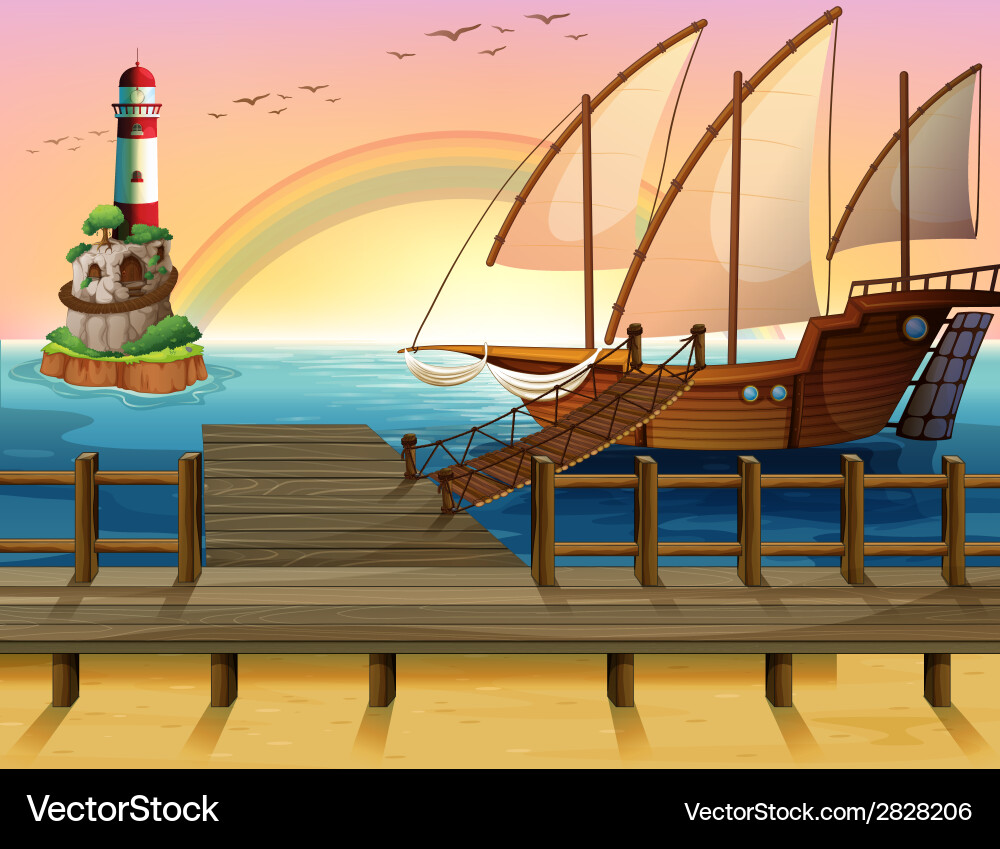 Boat and pier Royalty Free Vector Image - VectorStock