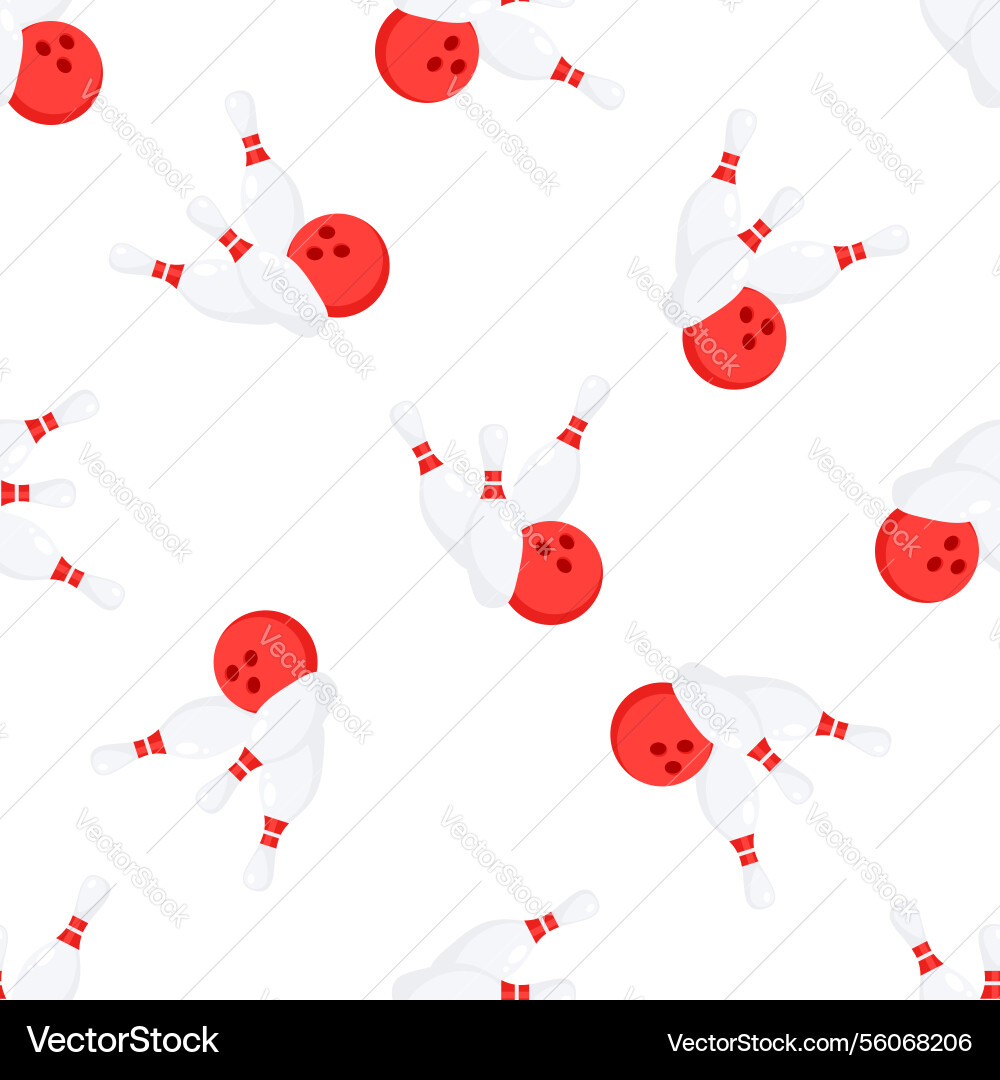 Bowling pins and ball seamless pattern on white Vector Image