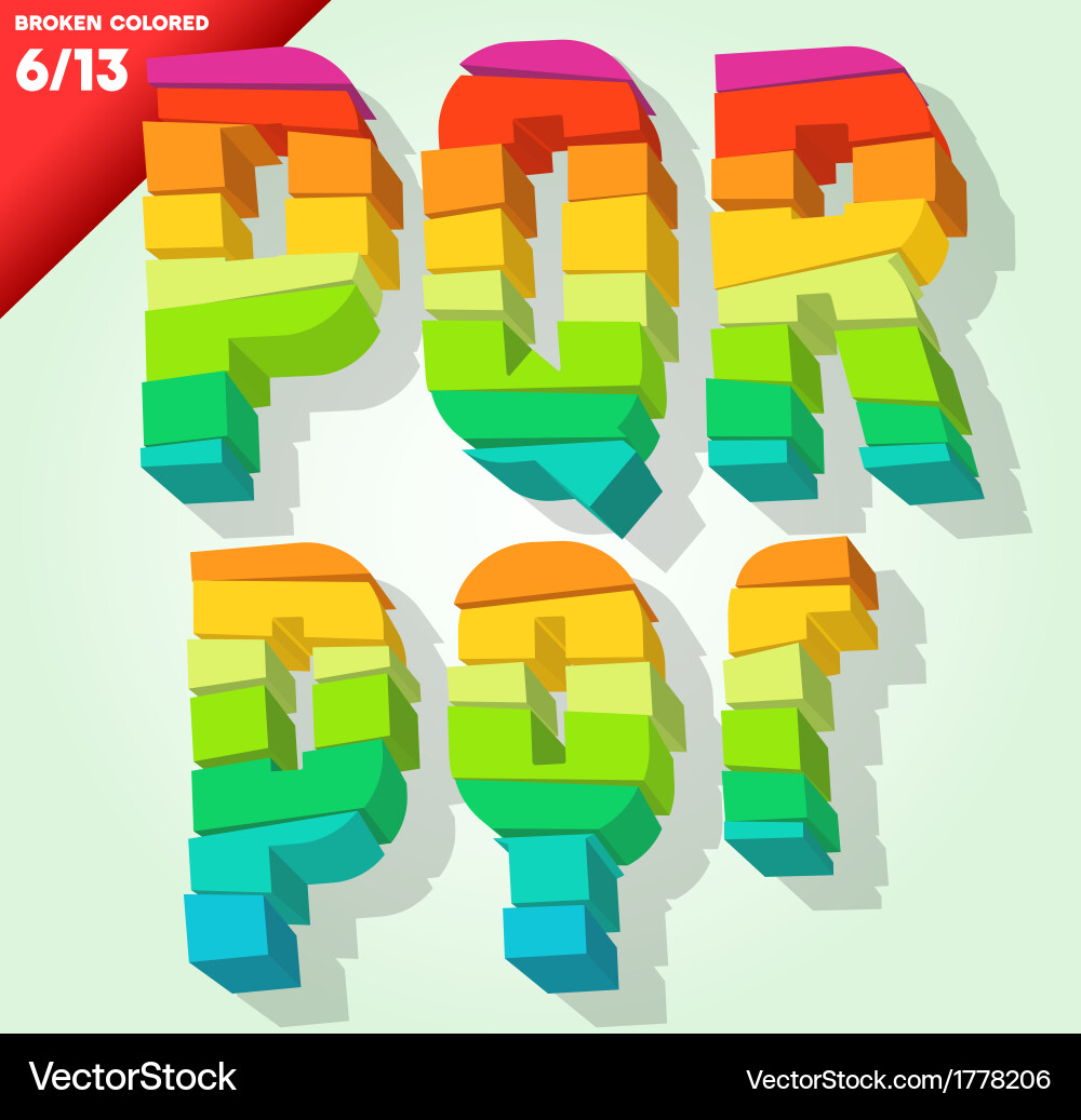 Broken colorful alphabet Royalty Free Vector Image