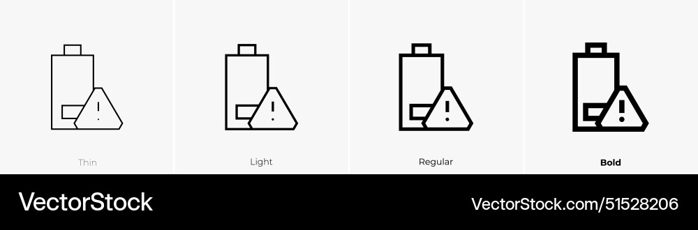 Empty battery icon thin light regular and bold Vector Image