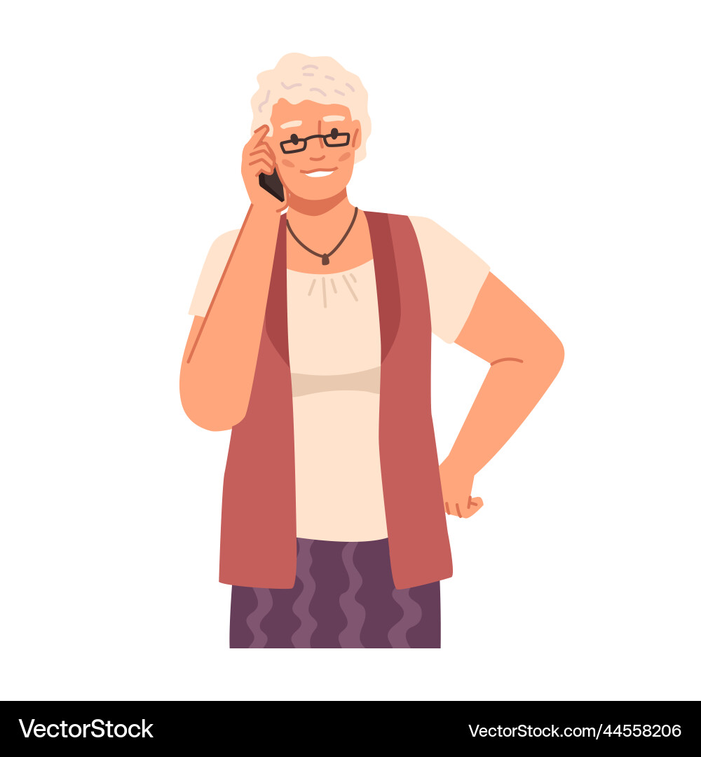 Grandmother talking on cell phone Royalty Free Vector Image