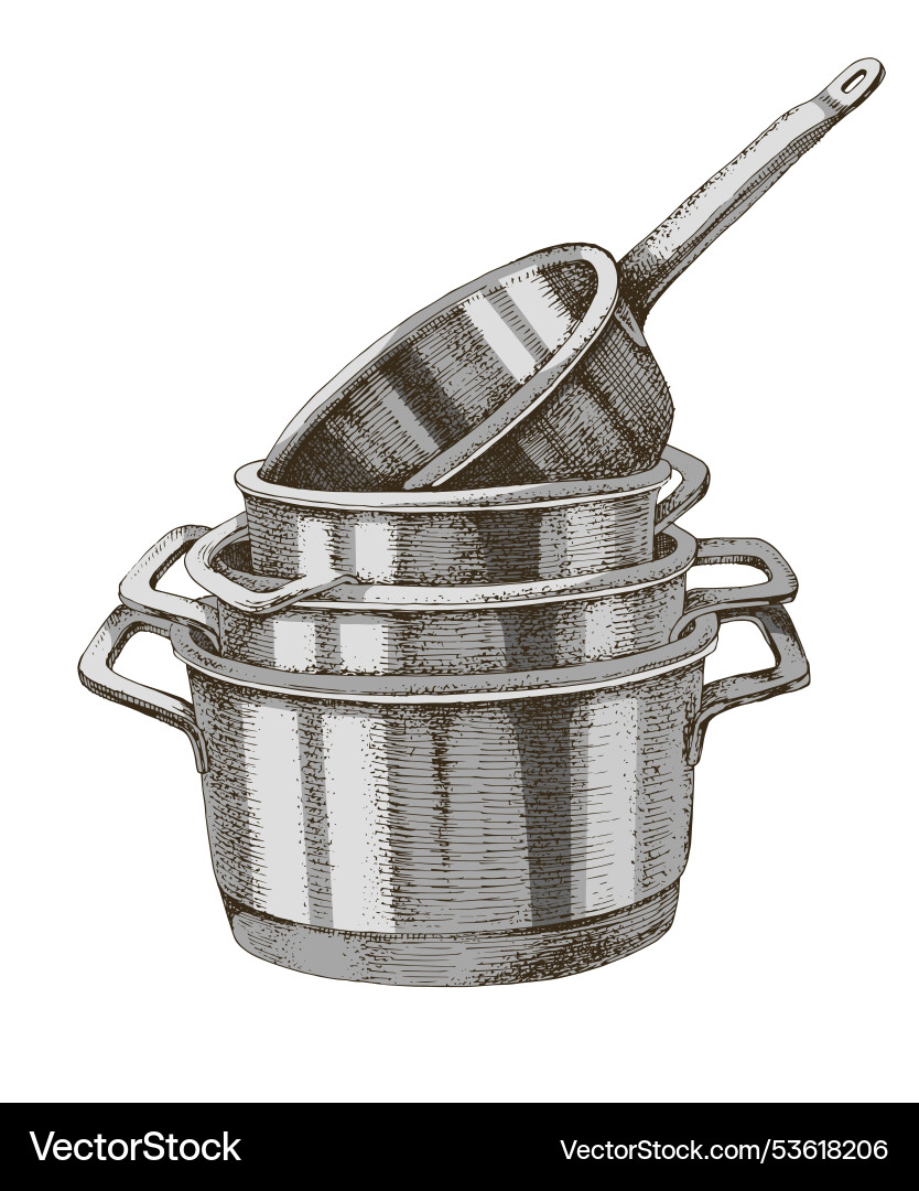 Hand drawn pots stack Royalty Free Vector Image