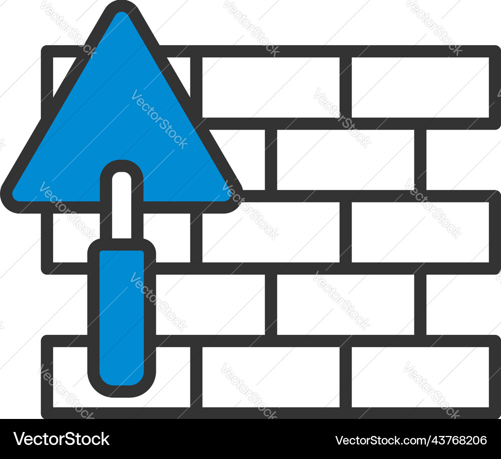 Icon of brick wall with trowel Royalty Free Vector Image