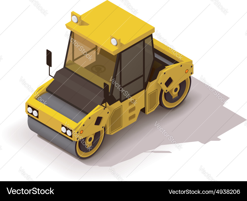 Isometric road roller Royalty Free Vector Image