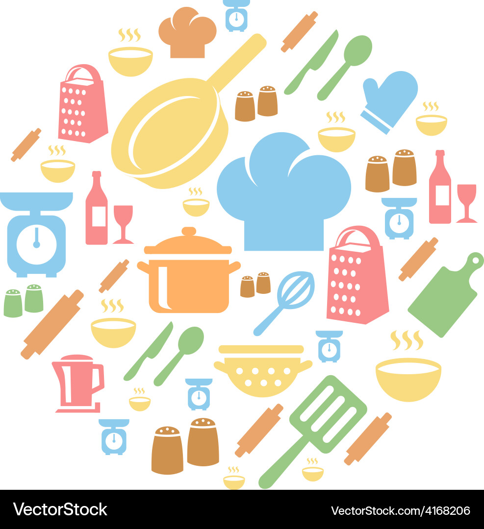 Kitchen Icon Set - Cooking Background Royalty Free Vector