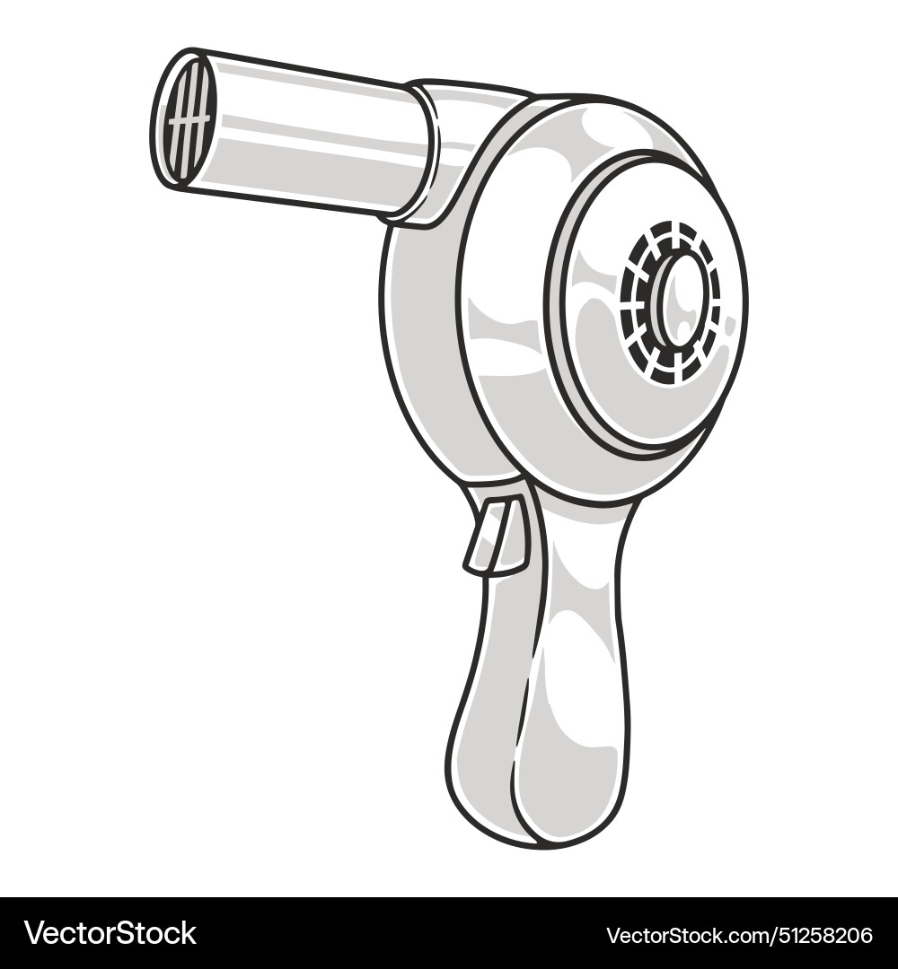 Retro hair dryer sticker monochrome Royalty Free Vector