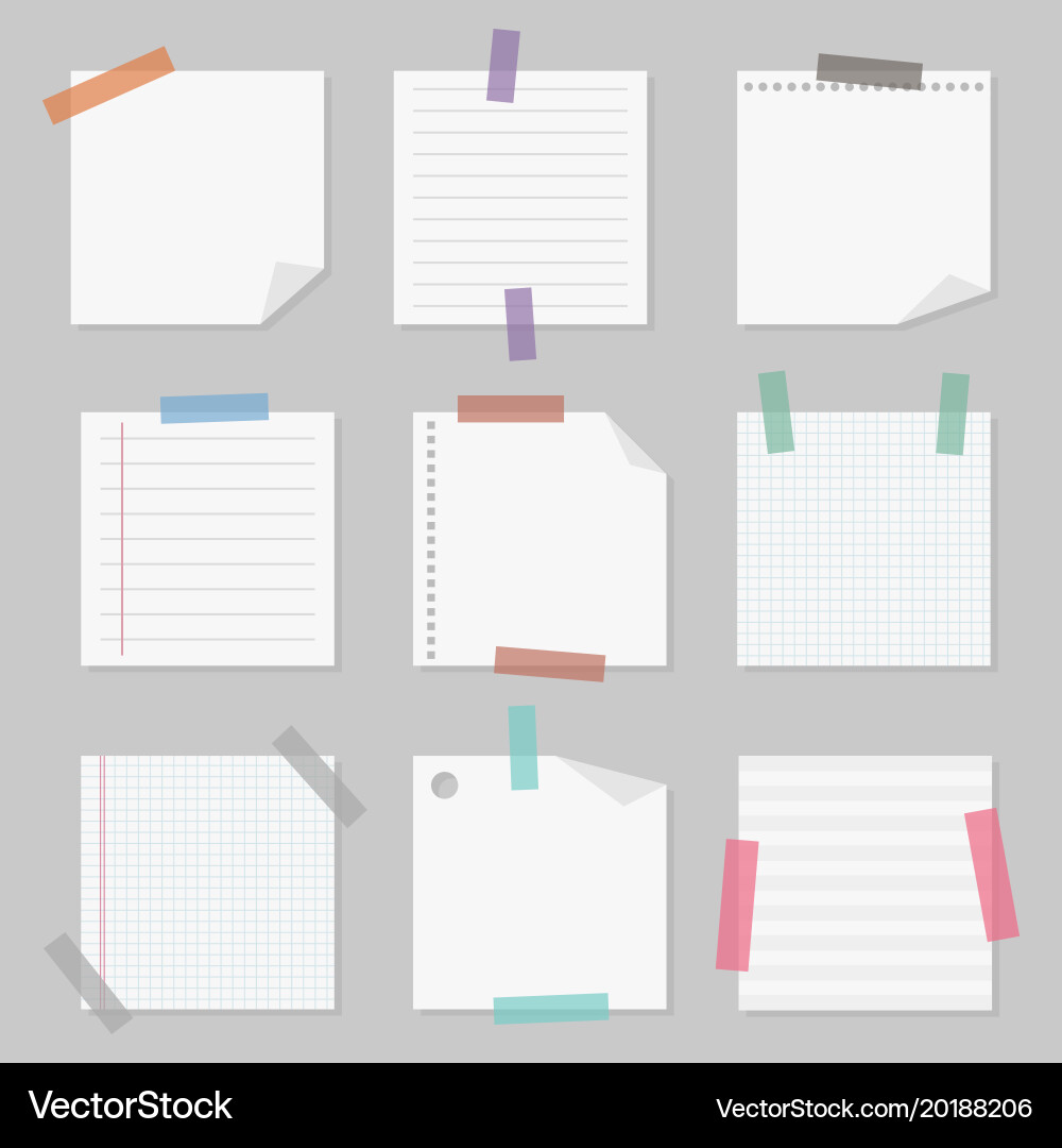 Sticky note paper set Royalty Free Vector Image