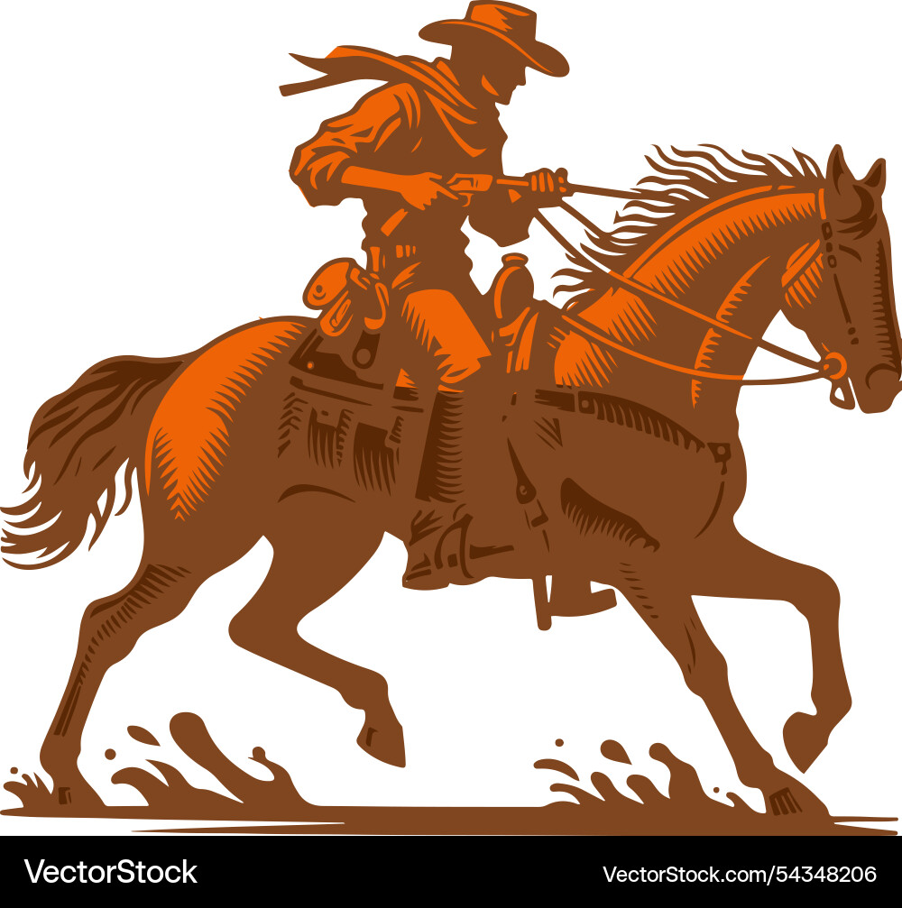 Western cow boy riding a horse Royalty Free Vector Image