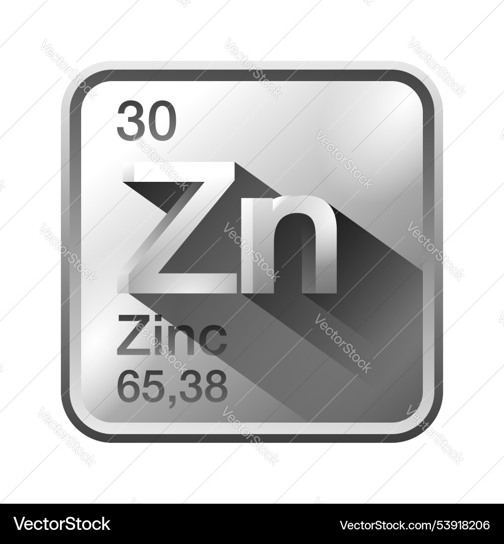Zinc chemical element 3d metal icon Royalty Free Vector
