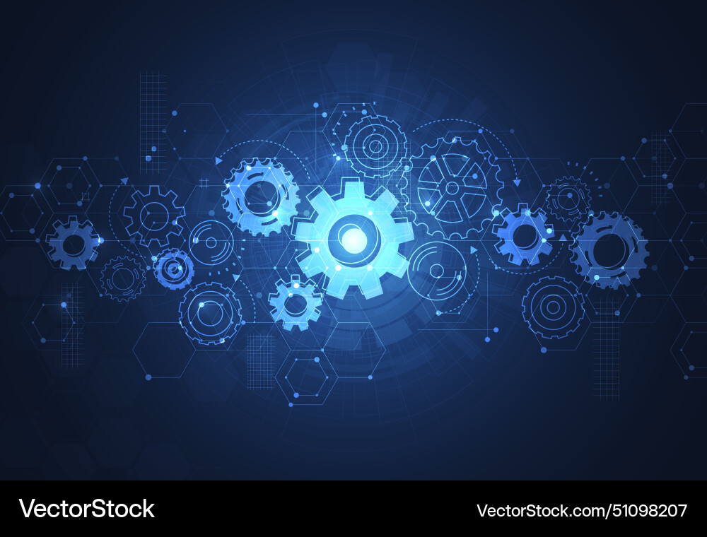 Abstract gear wheel mechanism background machine Vector Image