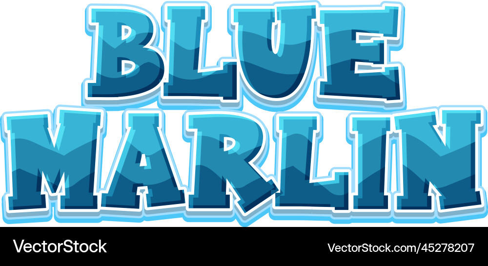 Blue marlin fish text logo Royalty Free Vector Image