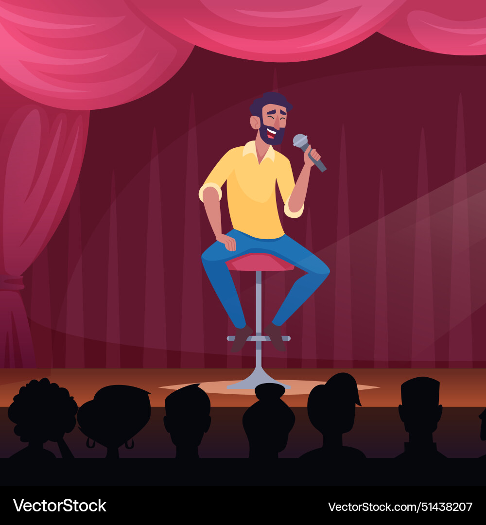Comedian stand up comedy characters sitting Vector Image