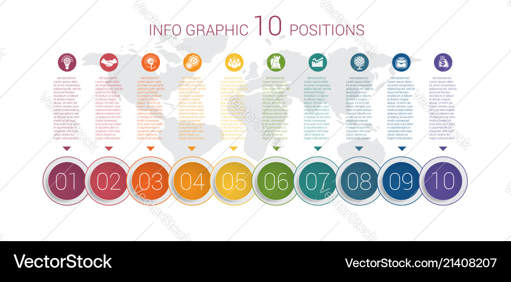 Diagram info graphics template 10 positions Vector Image