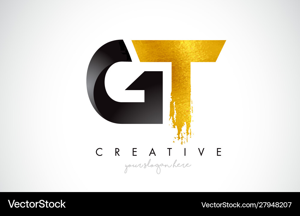 Gt letter design with brush stroke and modern 3d Vector Image