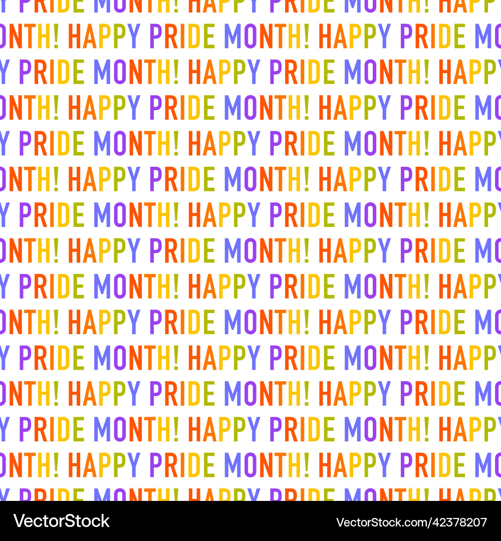 Happy pride month seamless patter rainbow text Vector Image