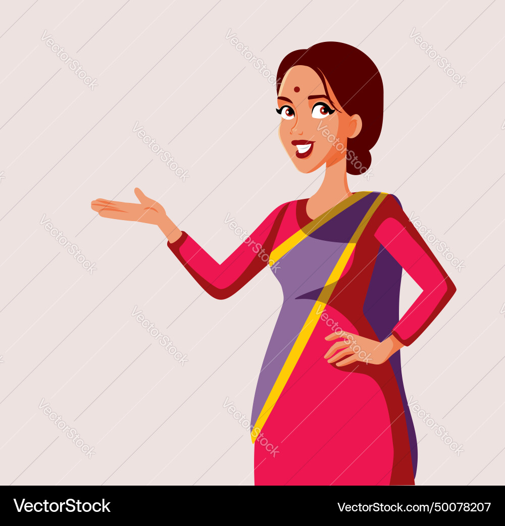 Happy young indian woman making presentation Vector Image