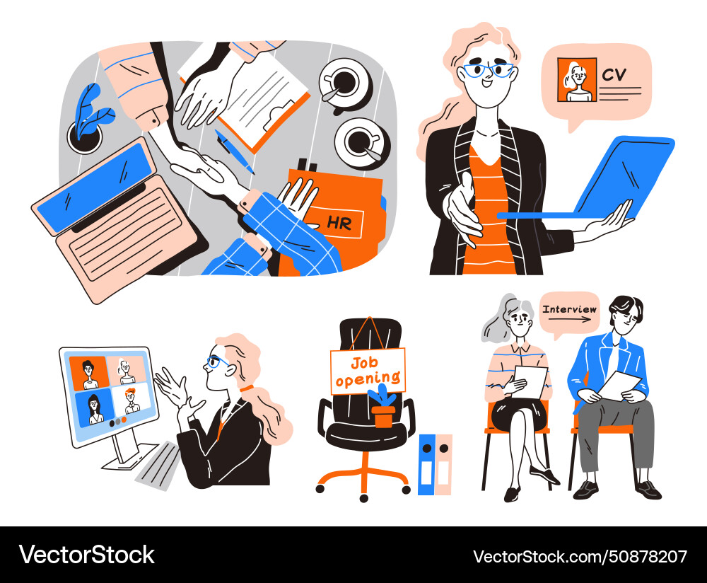 Hr department work set Royalty Free Vector Image