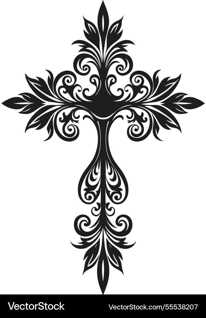 Intricate decorative cross silhouette for Vector Image