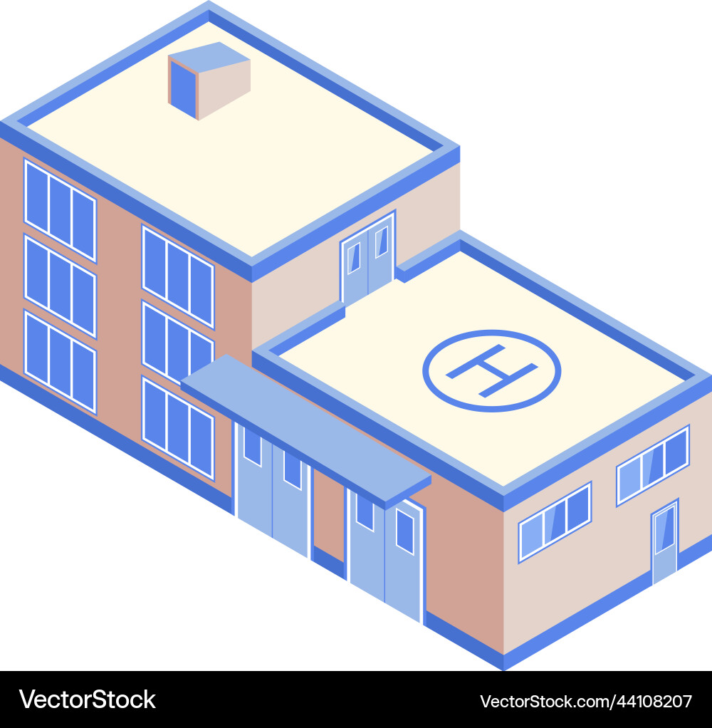 Isometric hospital building Royalty Free Vector Image