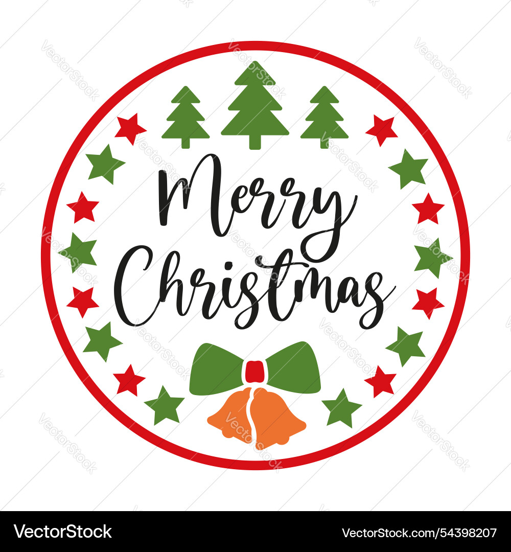 Merry Christmas Round Sign Royalty Free Vector Image