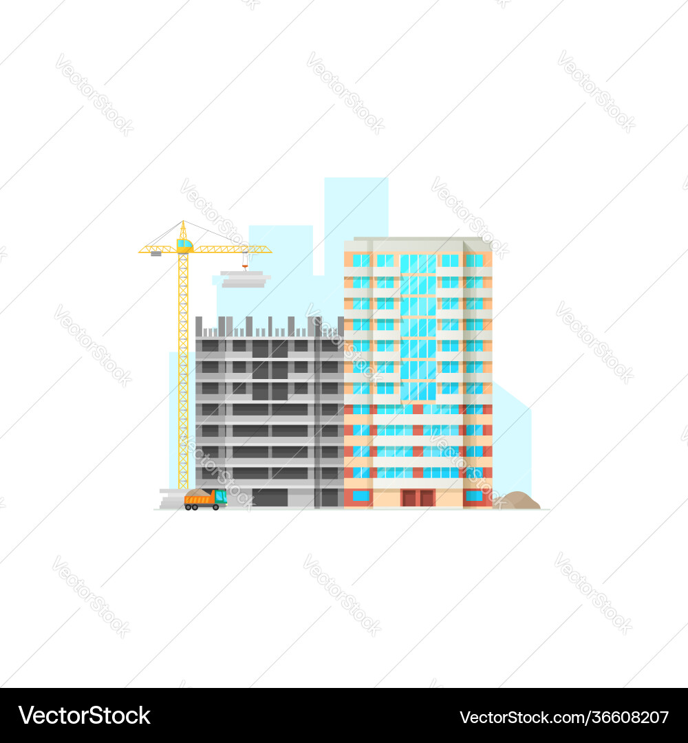 Multistory building cranes blocks real estate Vector Image