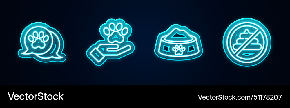 Set line paw print hands with animals footprint Vector Image